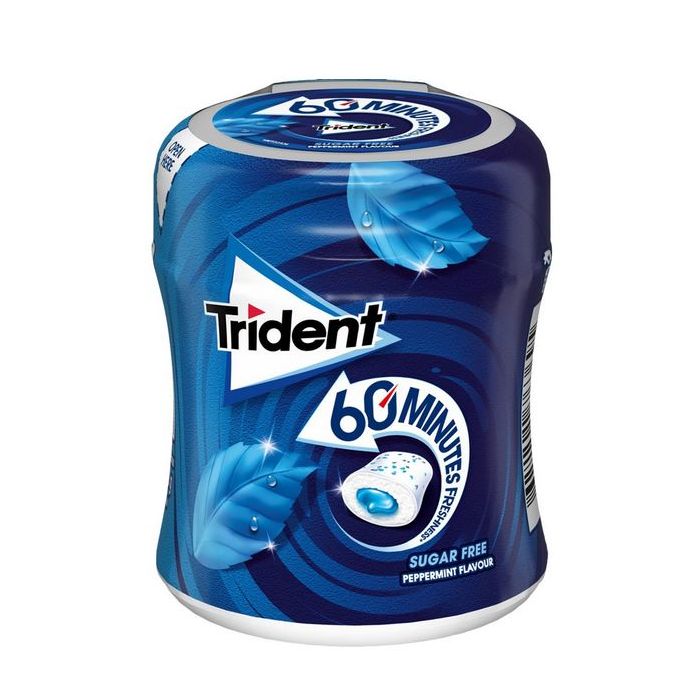 Trident Frasco de pastilha elástica 60 minutos de frescura com mentos ...